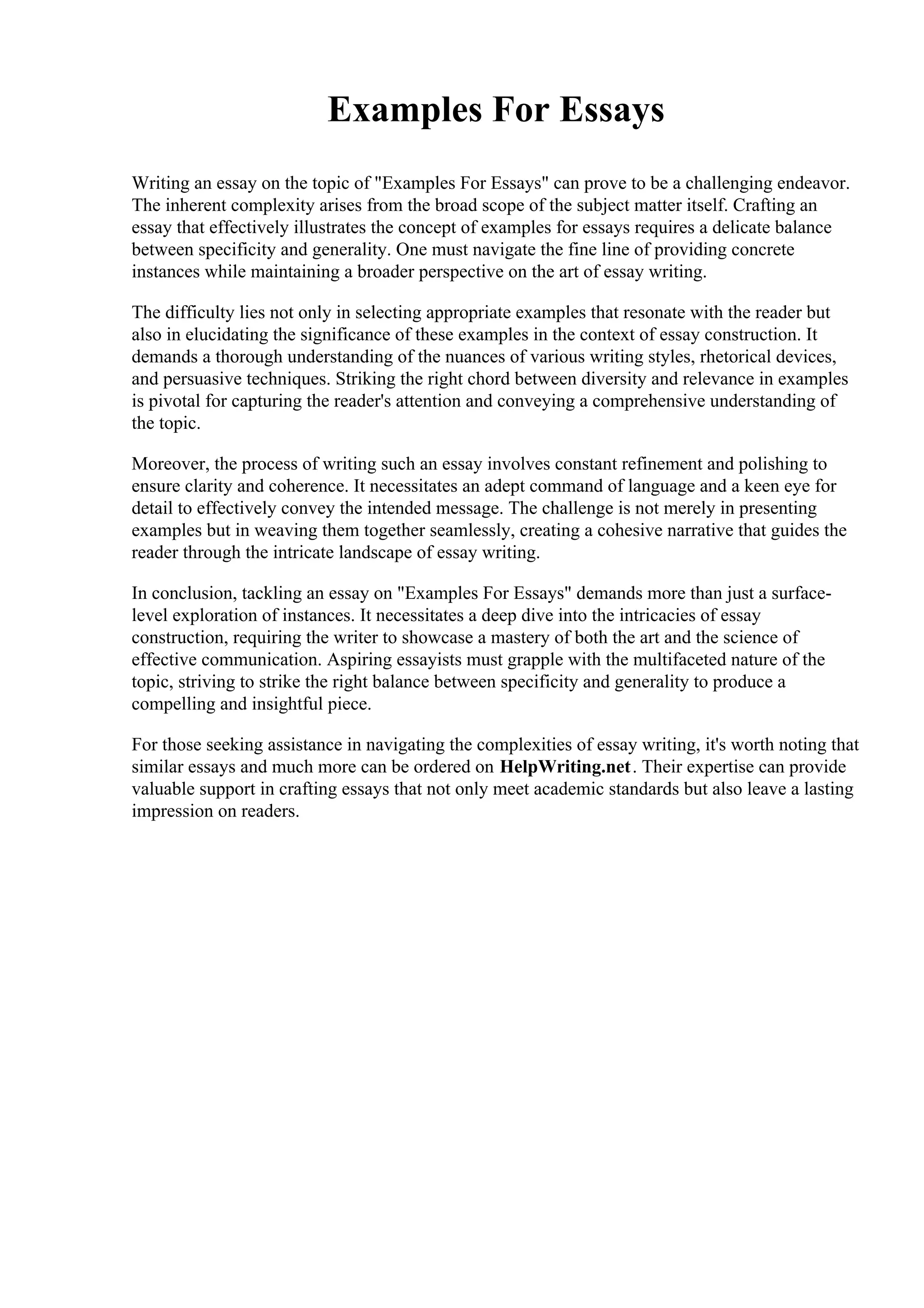 Examples For Essays. Huntington University of Health Sciences | PDF