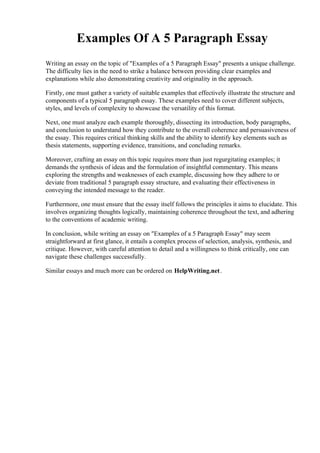 Examples Of A 5 Paragraph Essay.pdfExamples Of A 5 Paragraph Essay | PDF