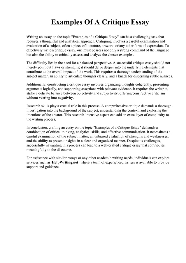 Examples Of A Critique Essay.pdf | Educational Assessment | Education