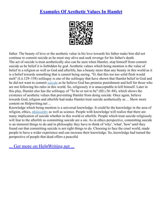 Examples Of Aesthetic Values In Hamlet | PDF