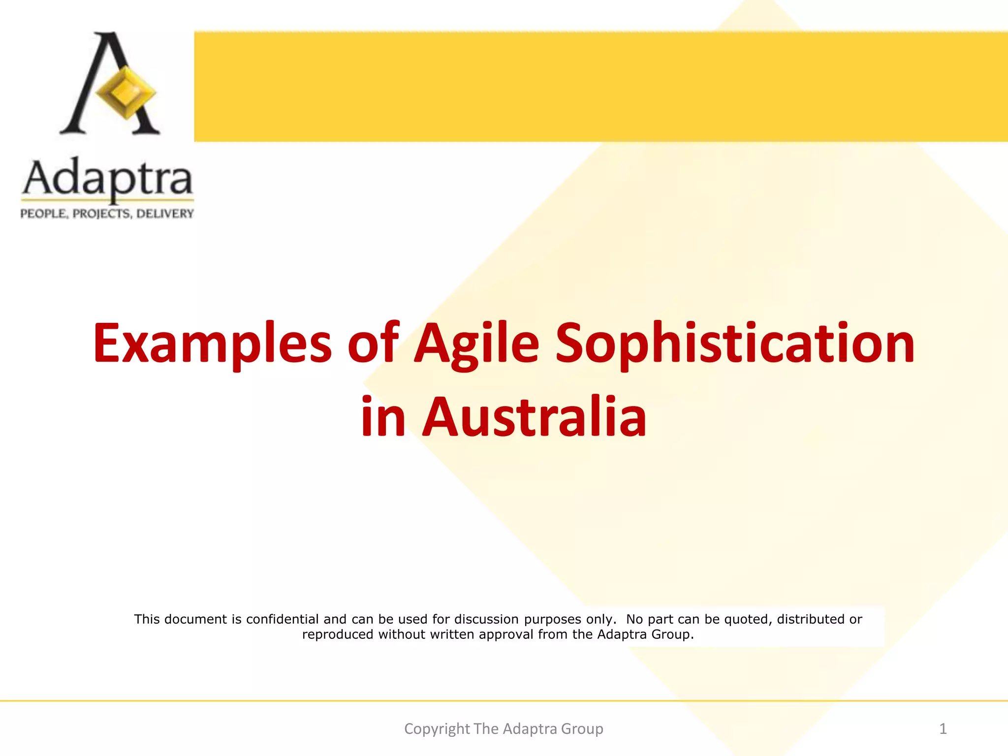 Examples Of Agile Sophistication In Australia | PPT