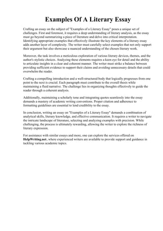 Examples Of A Literary Essay | PDF