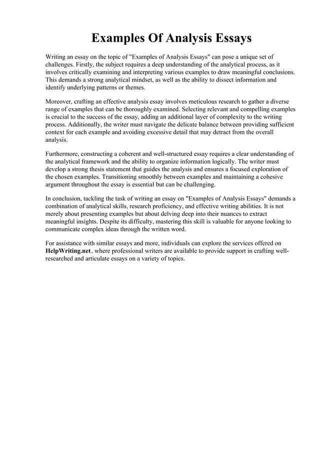 Examples Of Analysis Essays | PDF