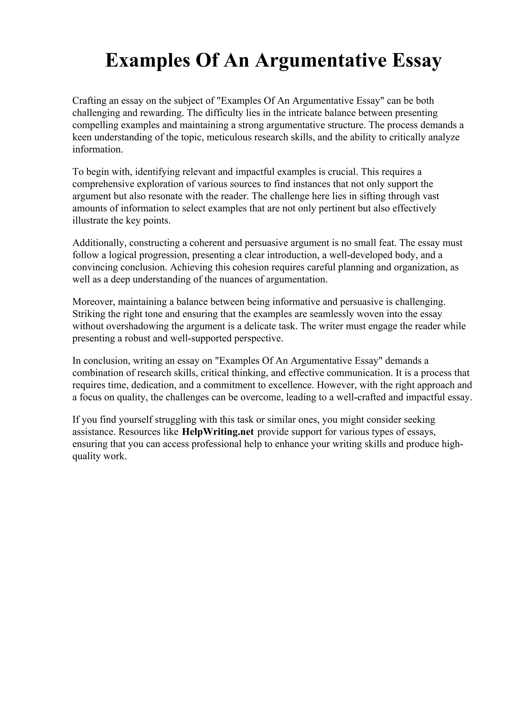 Examples Of An Argumentative Essay.pdf | Homework and Study | Education