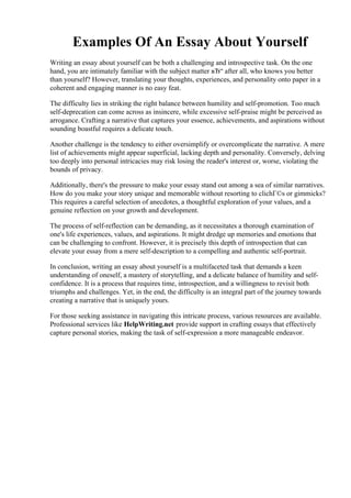 Examples Of An Essay About Yourself | PDF