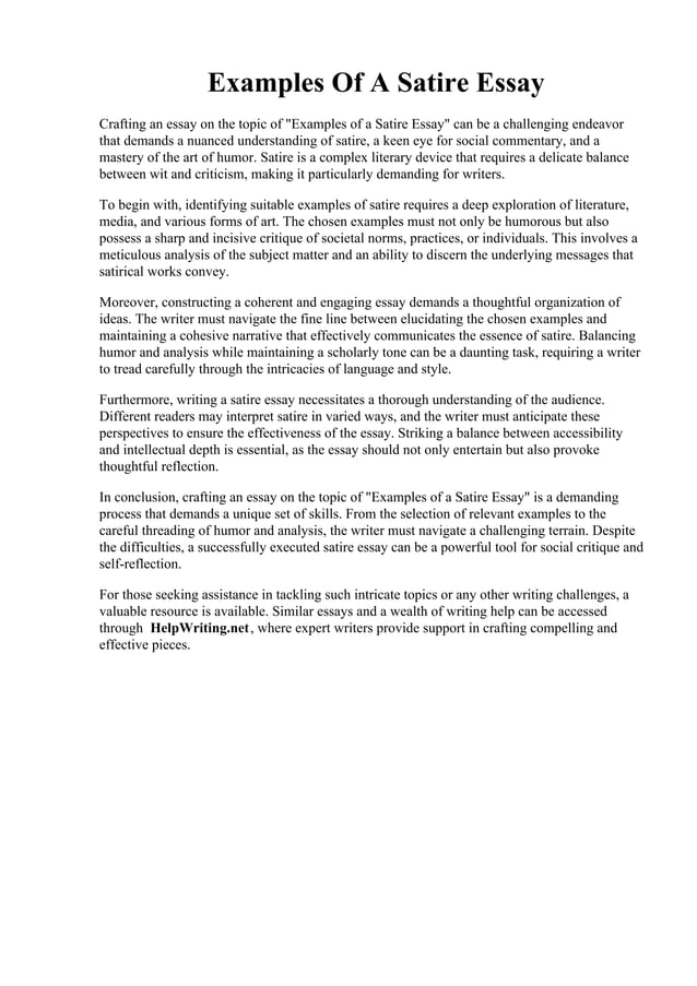 Examples Of A Satire Essay | PDF