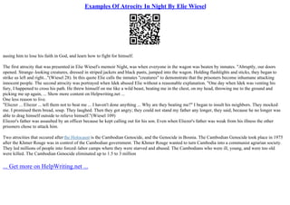 Examples Of Atrocity In Night By Elie Wiesel | PPT