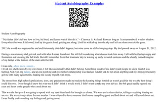 Autobiography Example For University