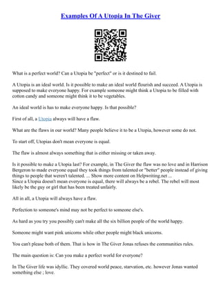 Examples Of A Utopia In The Giver | PDF
