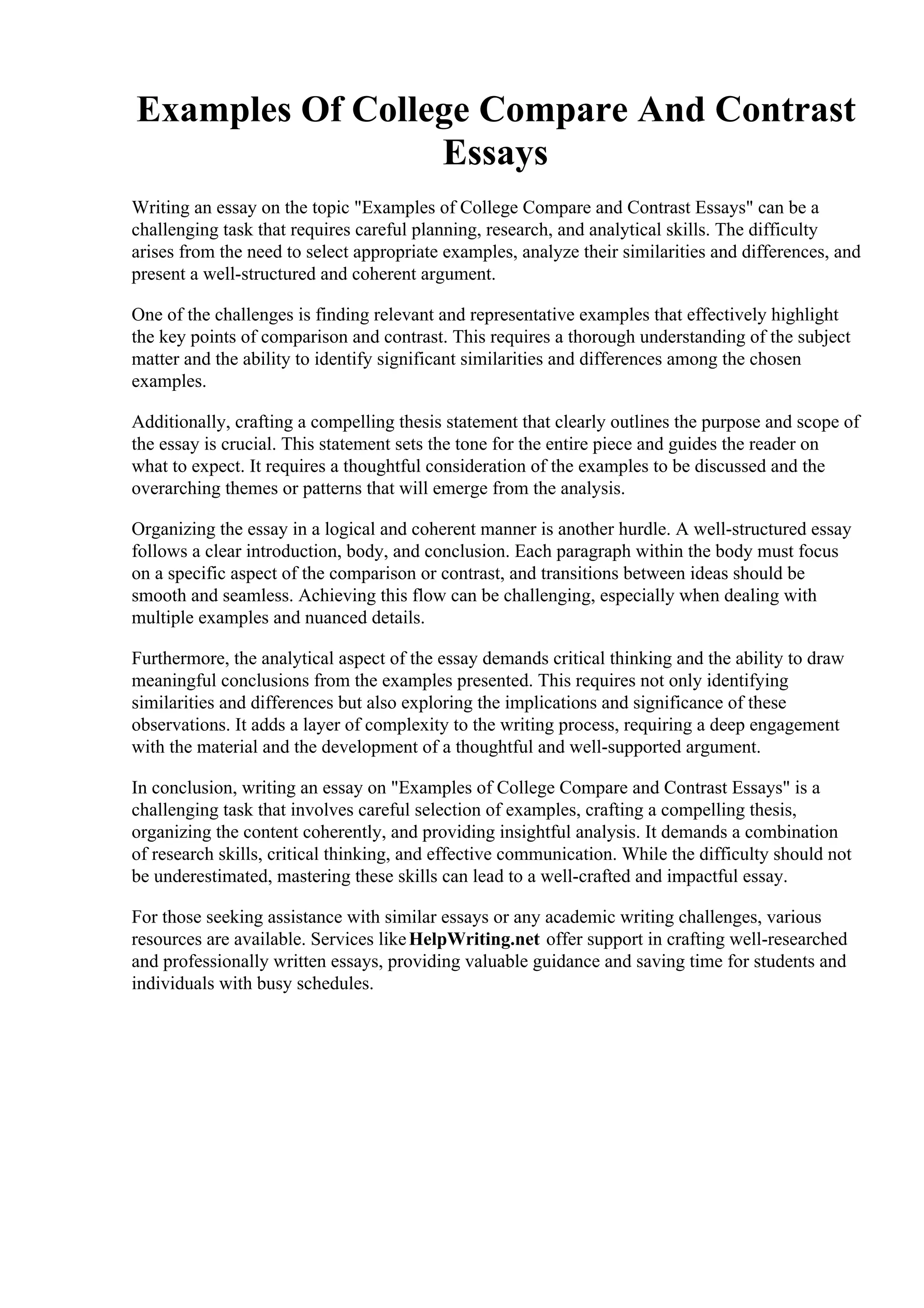 Examples Of College Compare And Contrast Essays.pdf