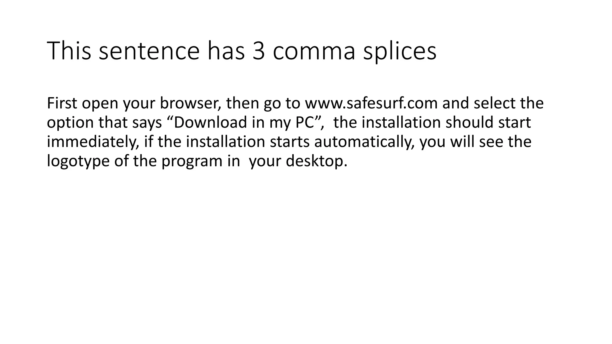 Examples of Comma Splices with Corrections | PPTX