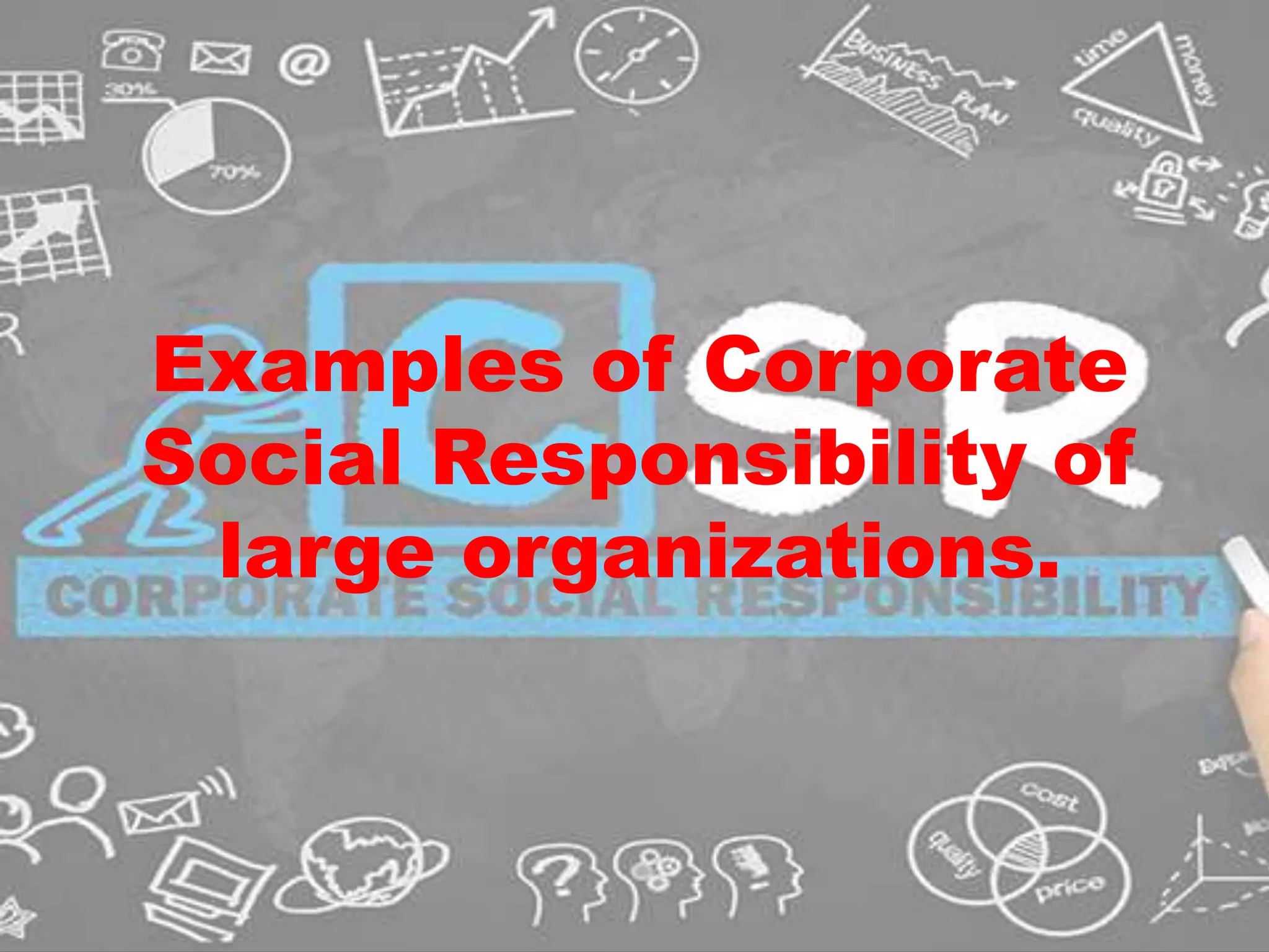 Examples of corporate social responsibility of large organizations ...
