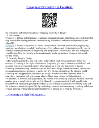 Examples Of Creativity In Creativity | PDF