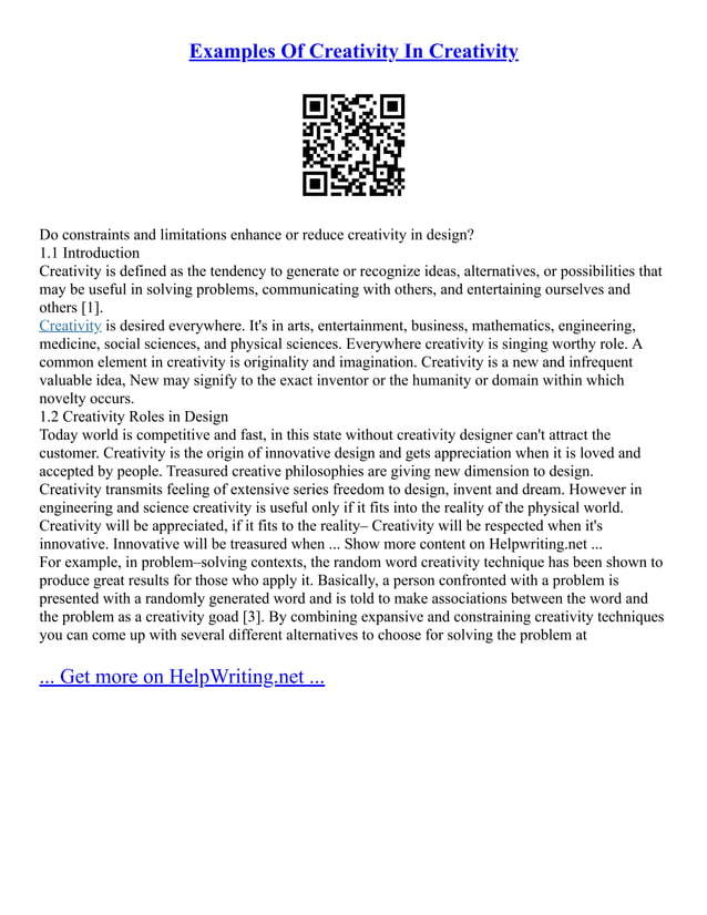 Examples Of Creativity In Creativity | PDF