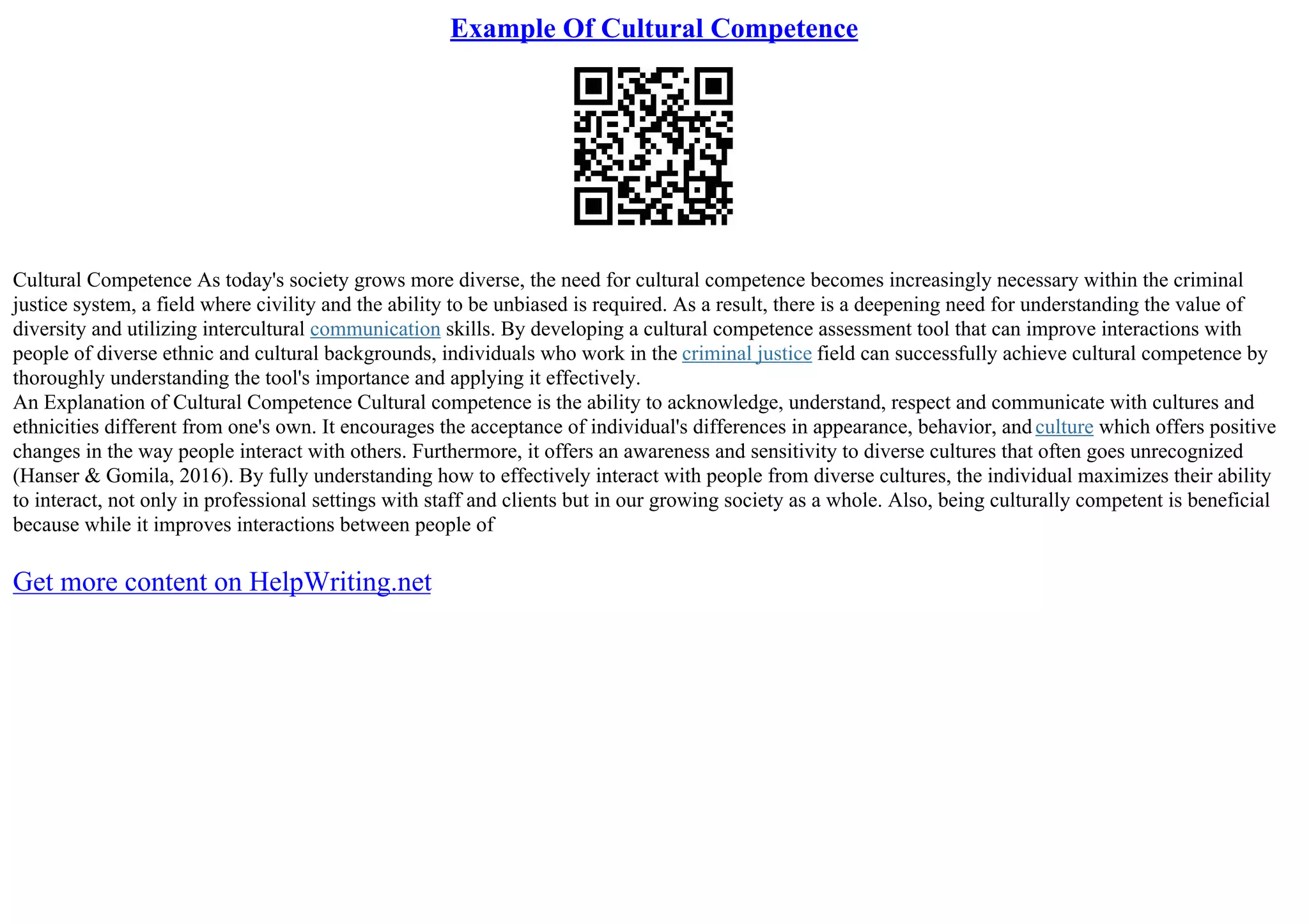 Examples Of Cultural Competence | PDF