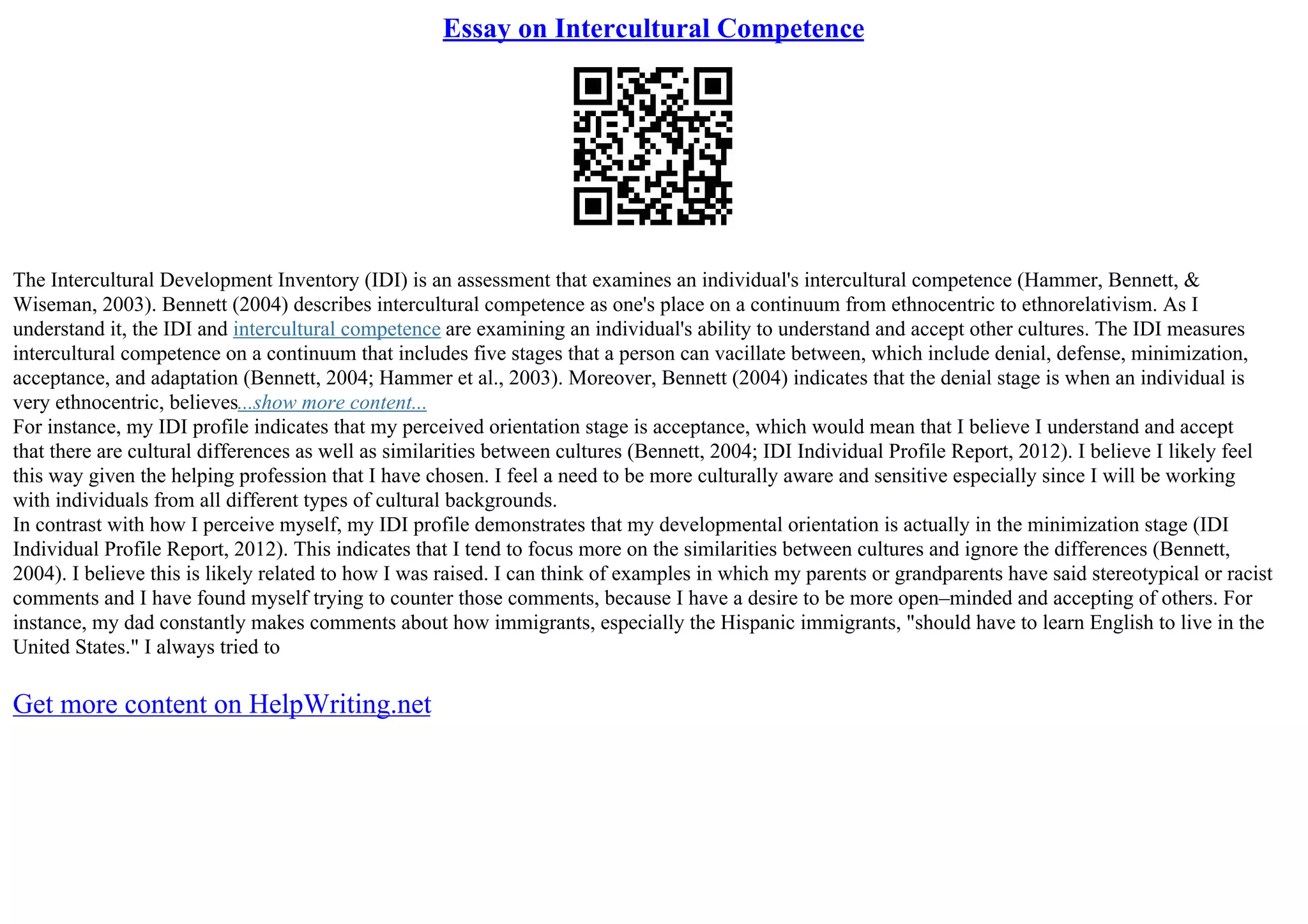 Examples Of Cultural Competence | PDF