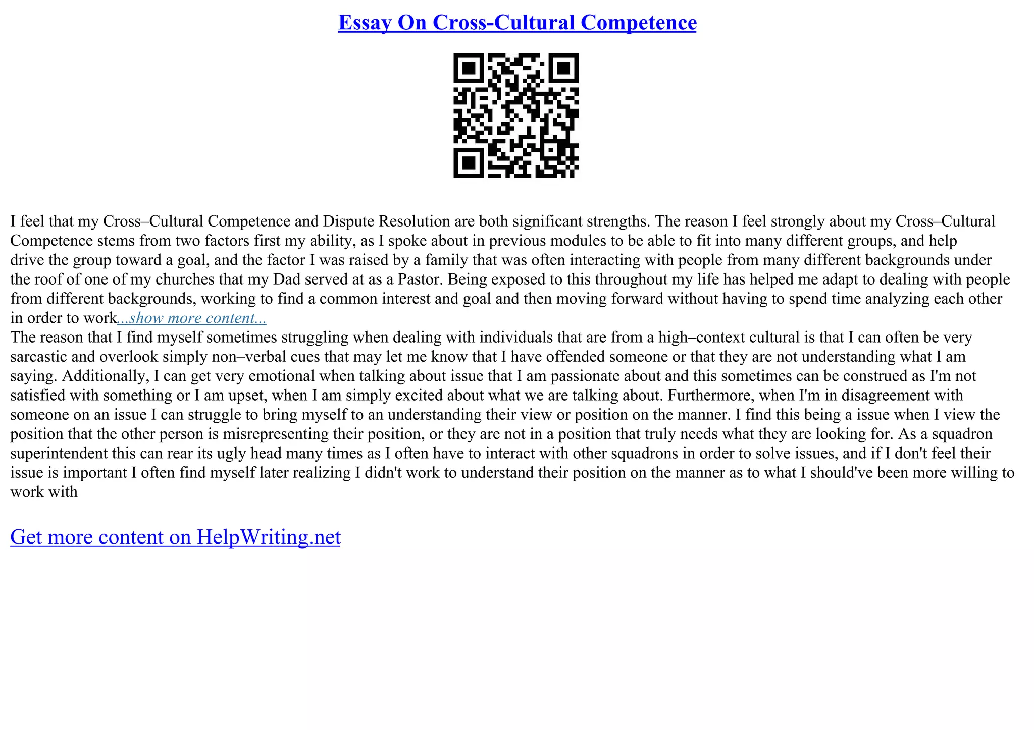 Examples Of Cultural Competence | PDF