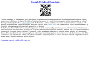 Examples Of Cultural Competence | PDF