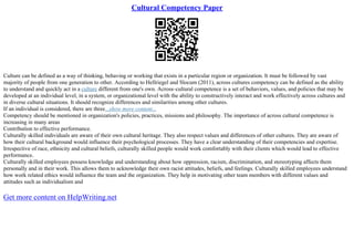 Examples Of Cultural Competence | PDF