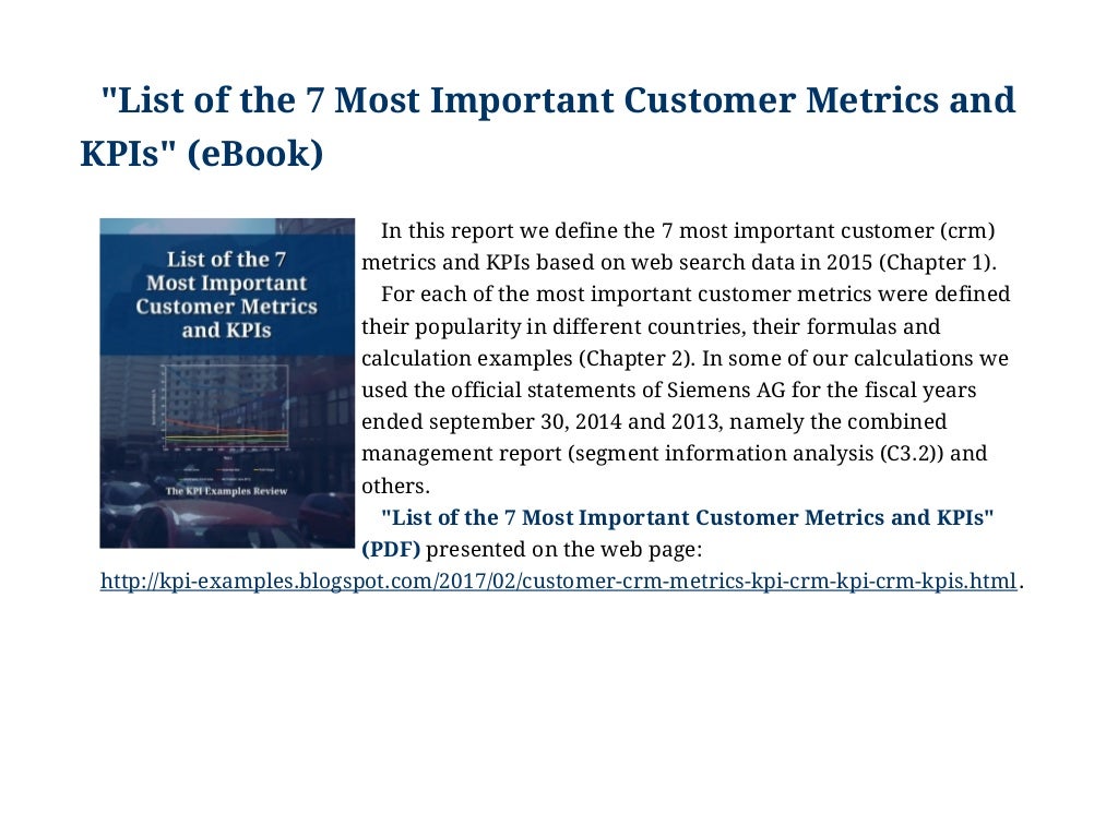 Examples of Customer Metrics and KPIs: CRM Metrics, KPI, CRM KPI, Exa…