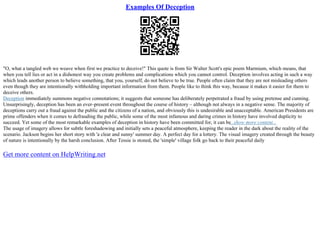 Examples Of Deception | PPT