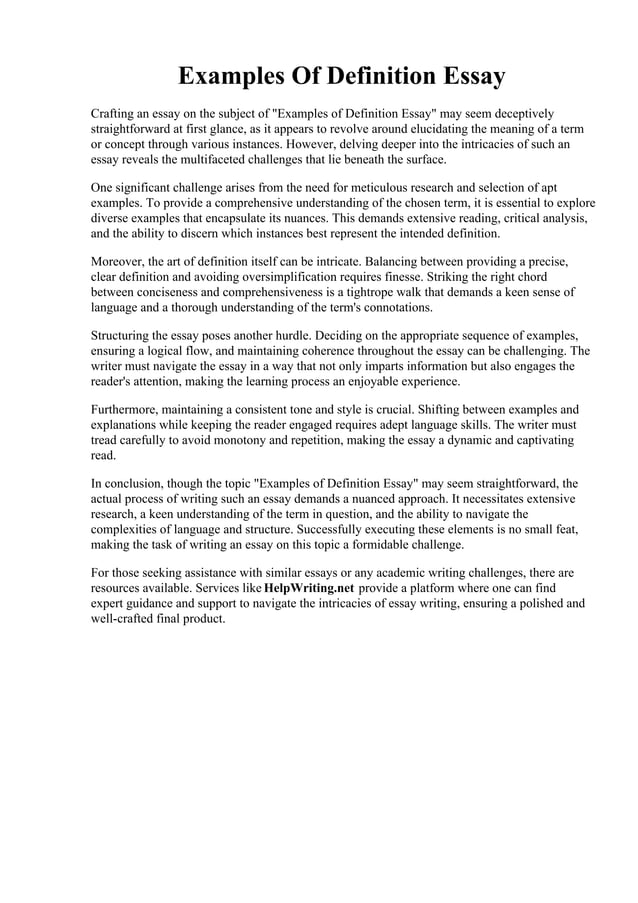 Examples Of Definition Essay | PDF