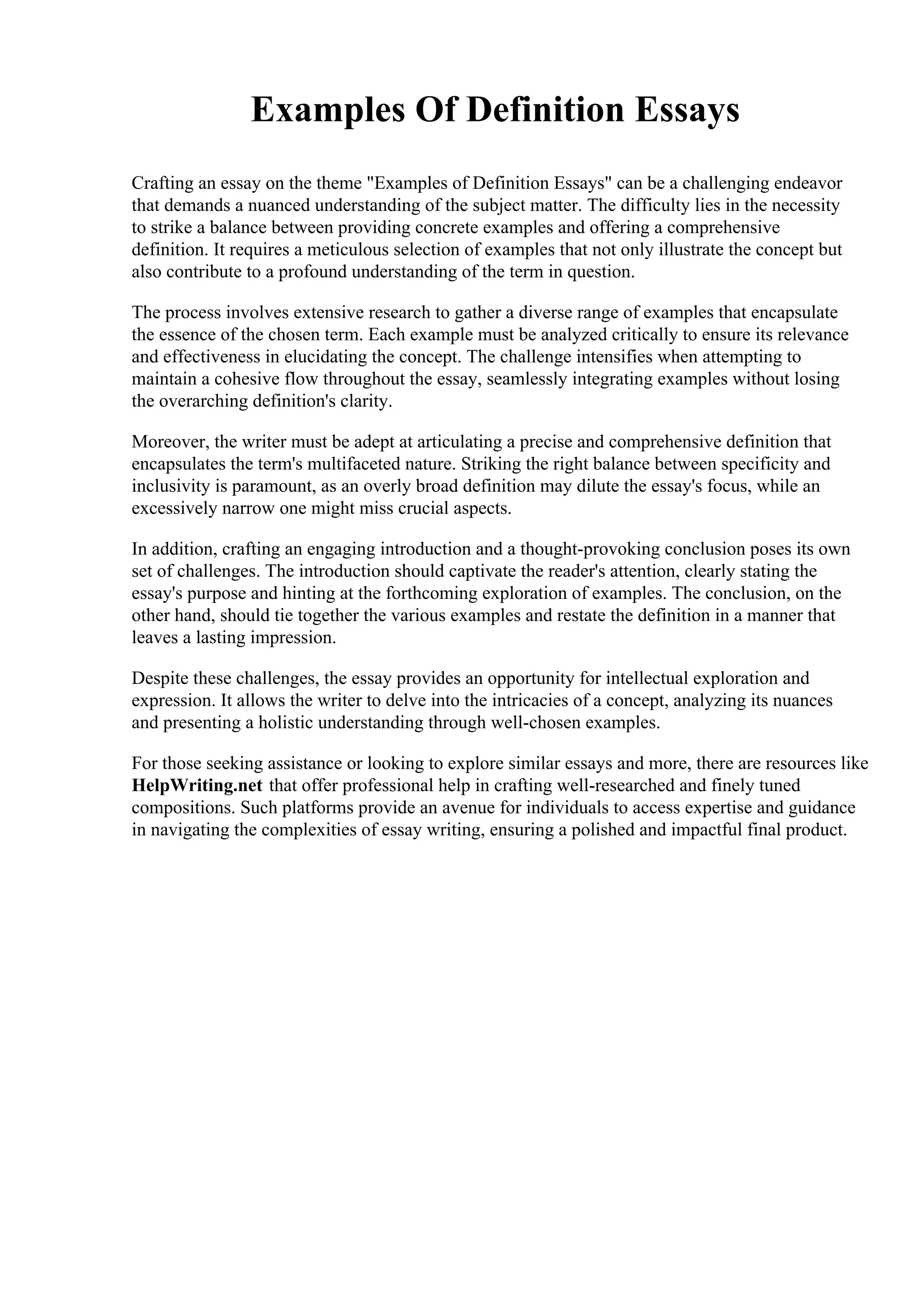 Examples Of Definition Essays | PDF