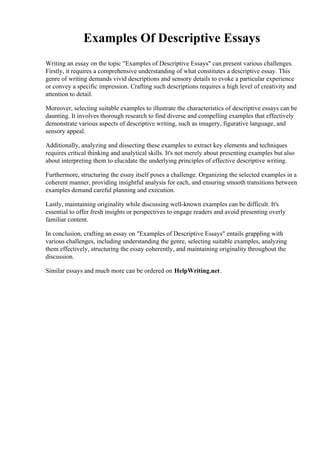 Examples Of Descriptive Essays | PDF