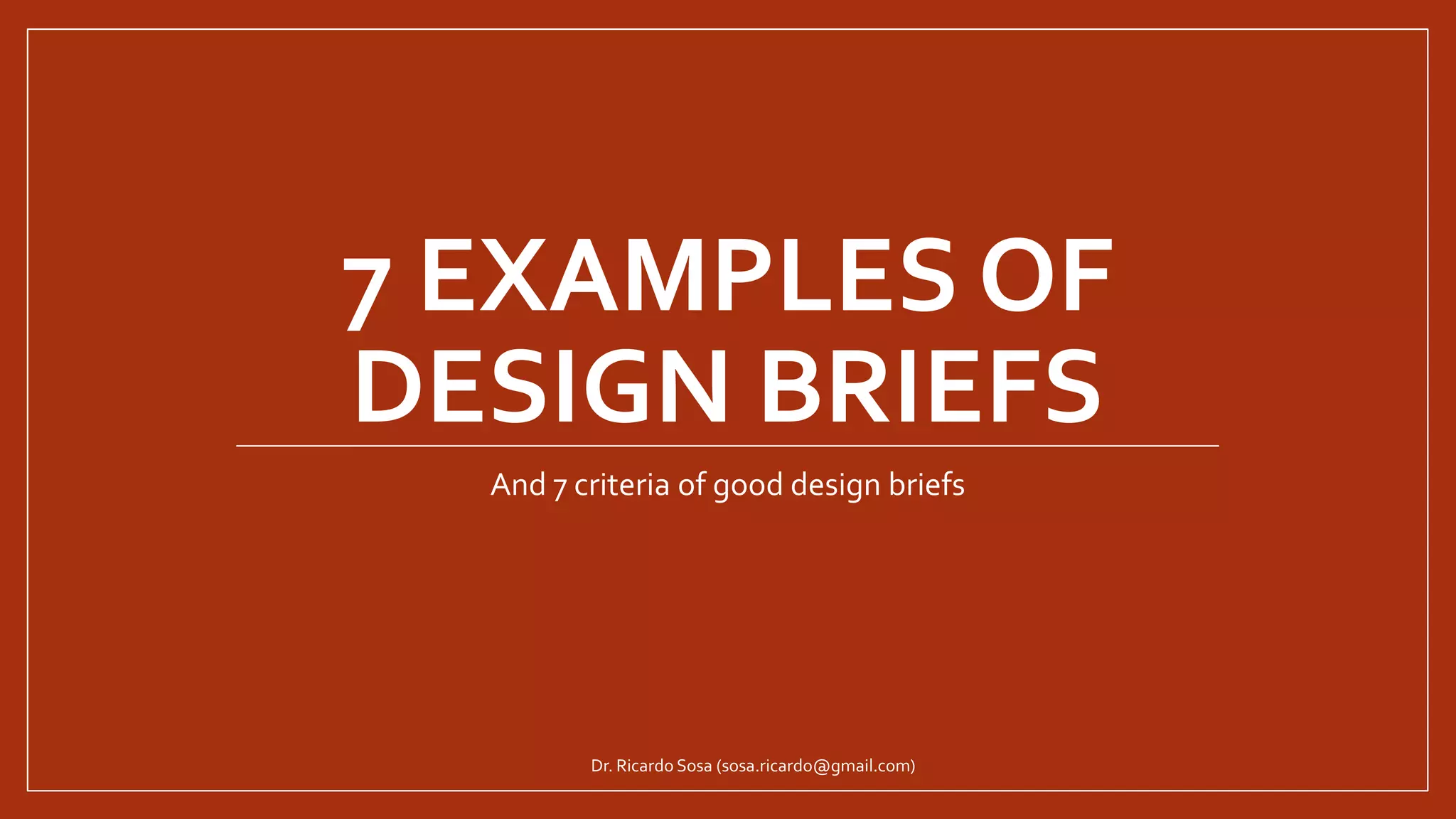 Examples of Design Briefs | PPTX