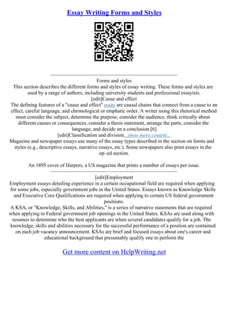 Examples Of Different Types Of Essays | PDF