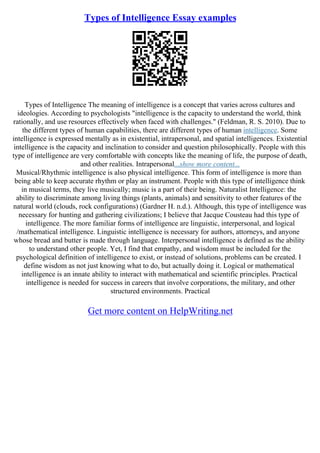 Examples Of Different Types Of Essays | PDF