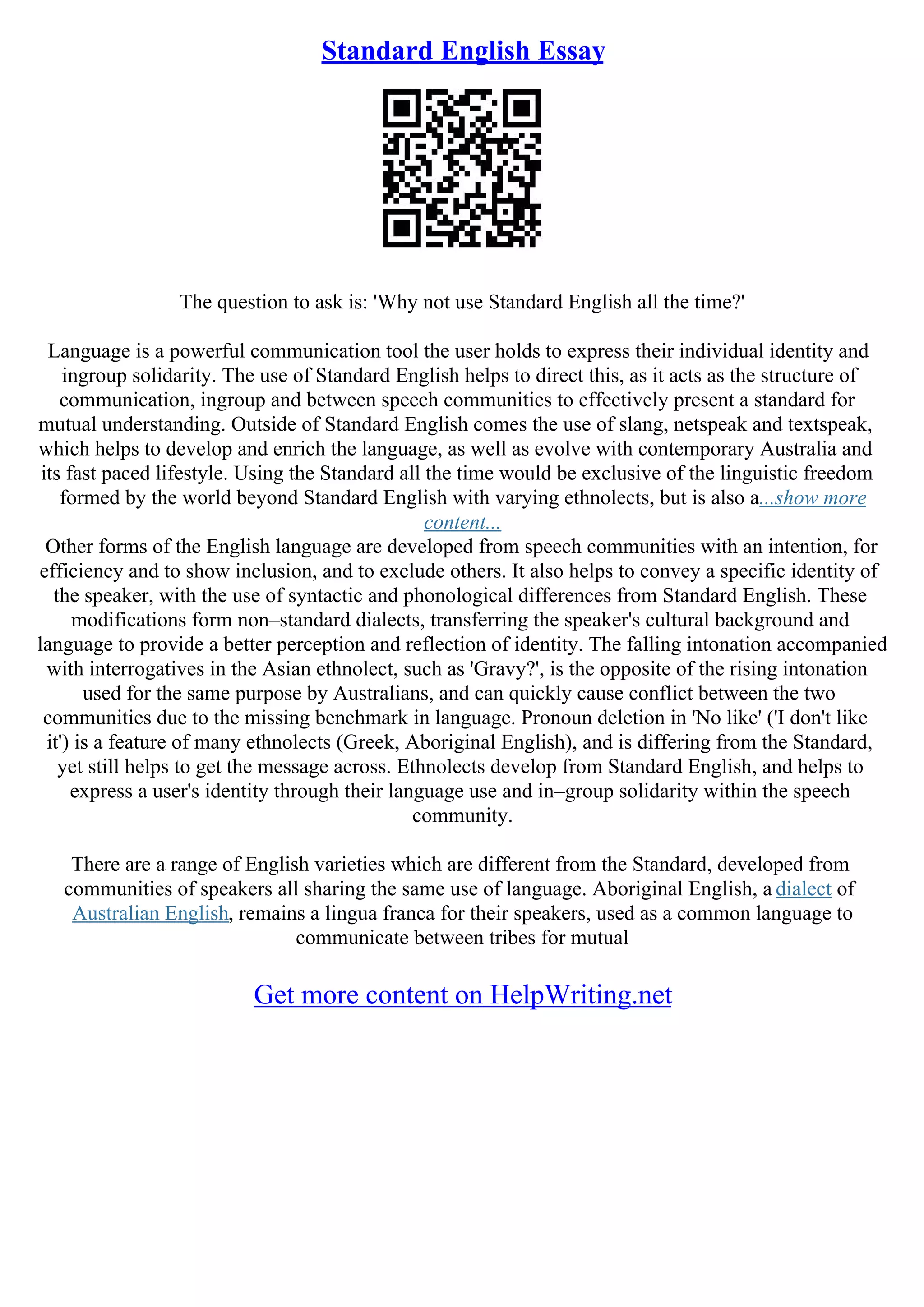 Examples Of English Essays | PDF