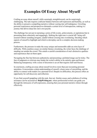 Examples Of Essay About Myself.pdf | Hobbies & Interests