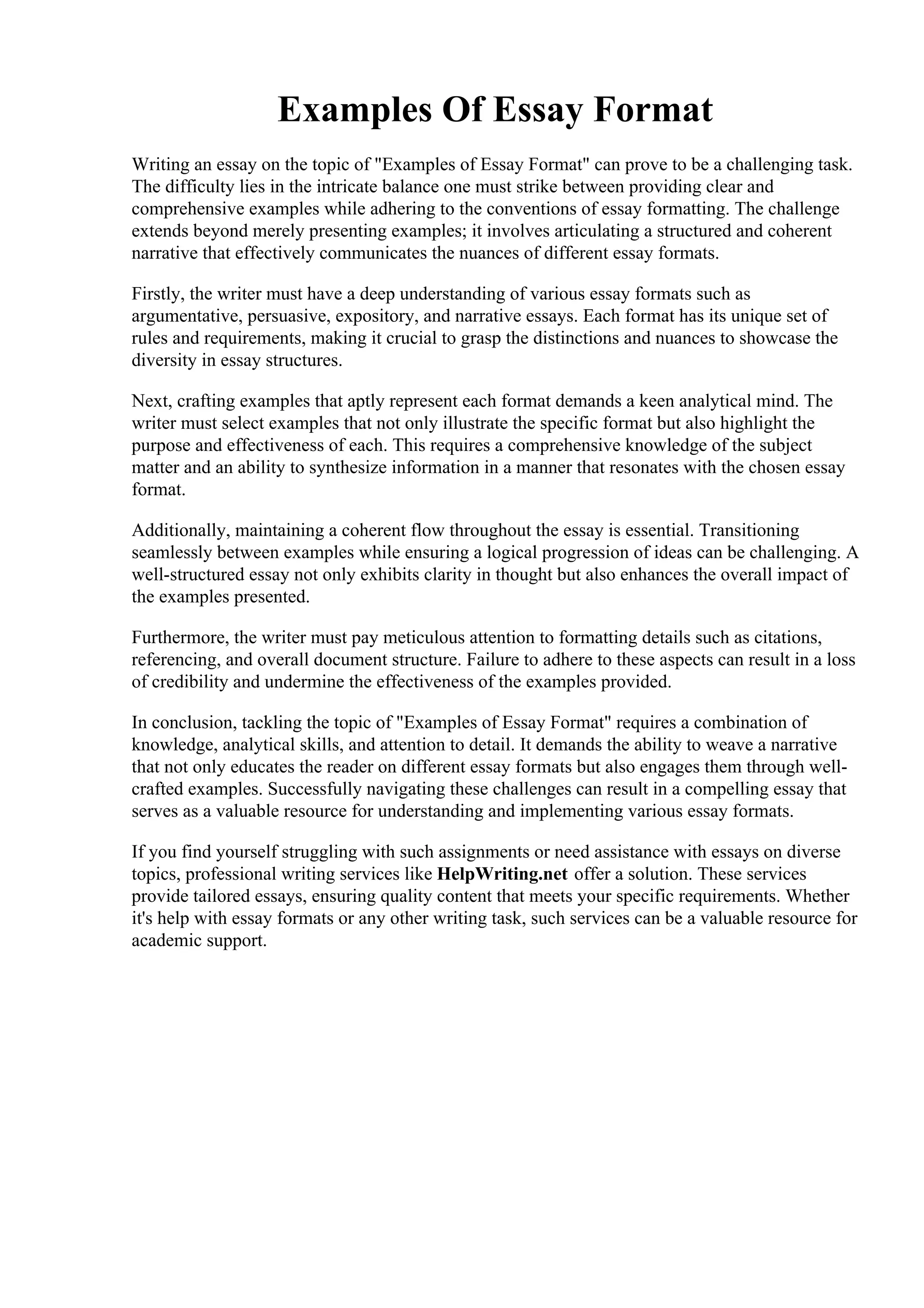 Examples Of Essay Format. Essay writing tips and examples | PDF