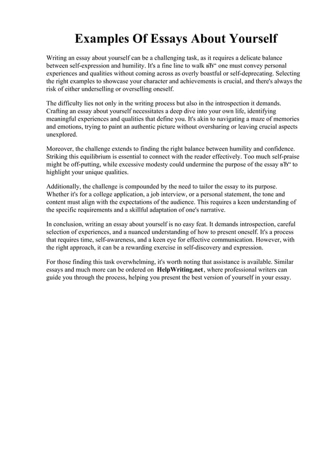 Examples Of Essays About Yourself | PDF