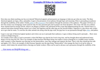 Examples Of Ethos In Animal Farm | PPT