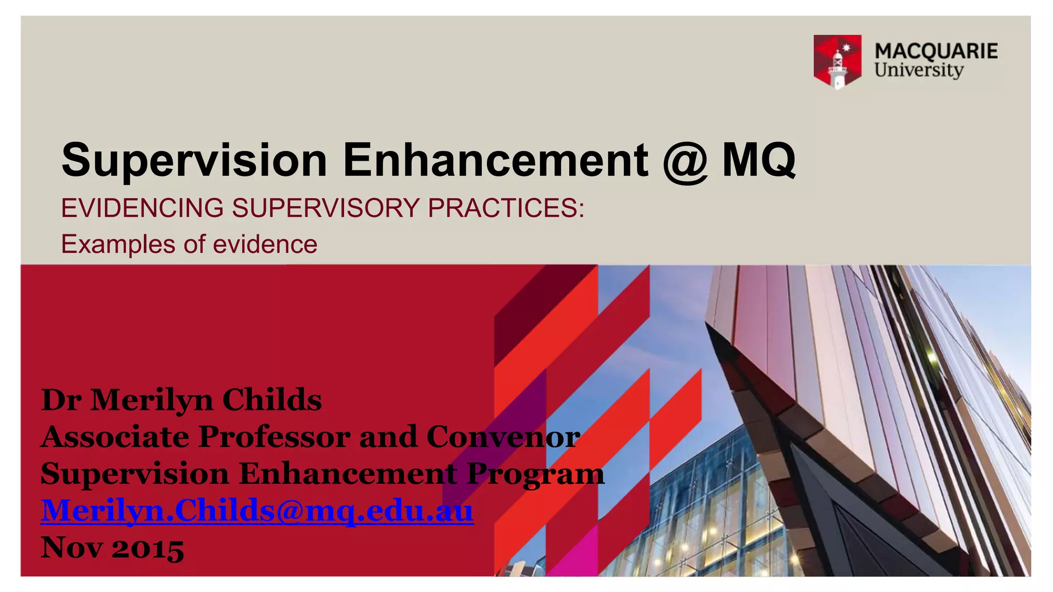 Examples of evidence - Supervision Enhancement | PPT