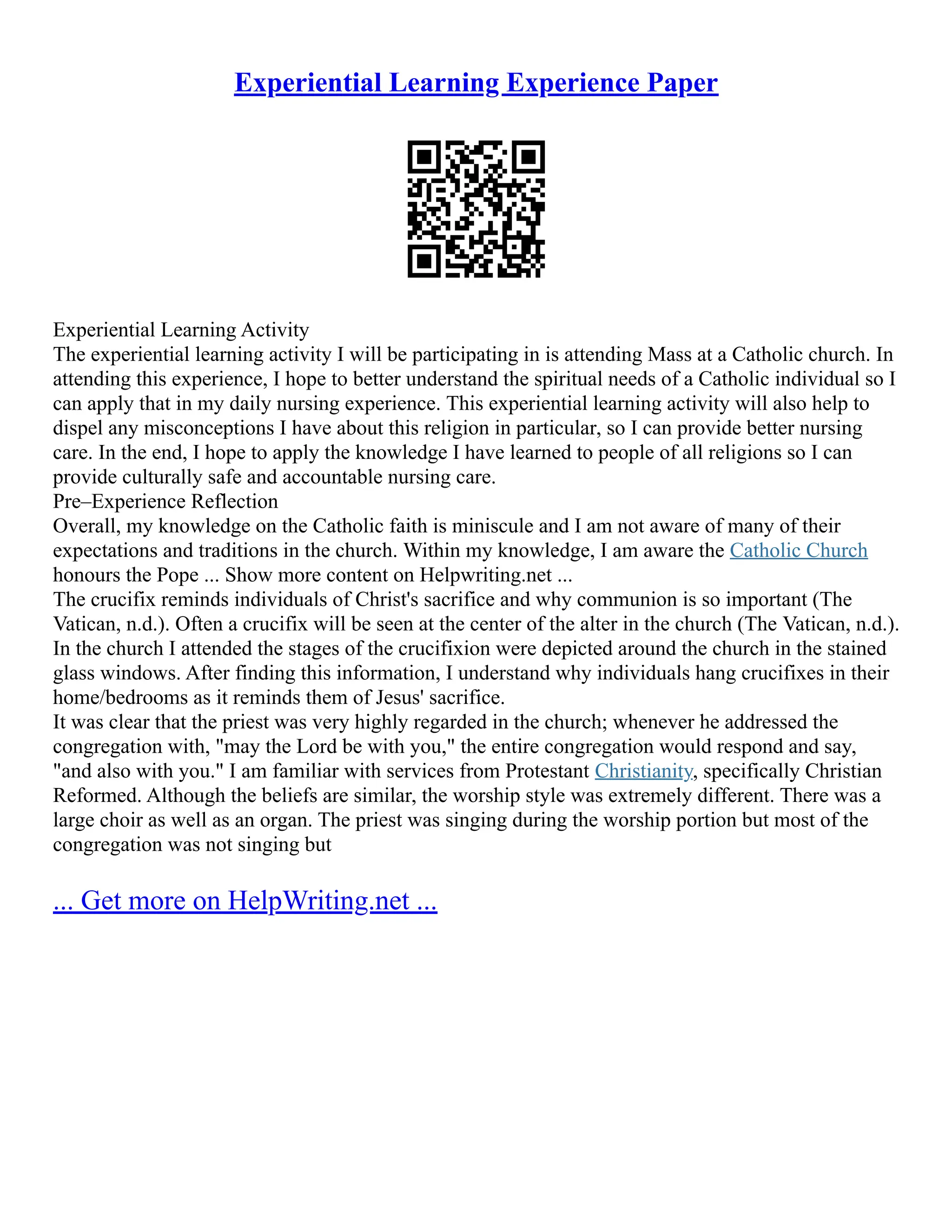 Examples Of Experiential Learning | PDF