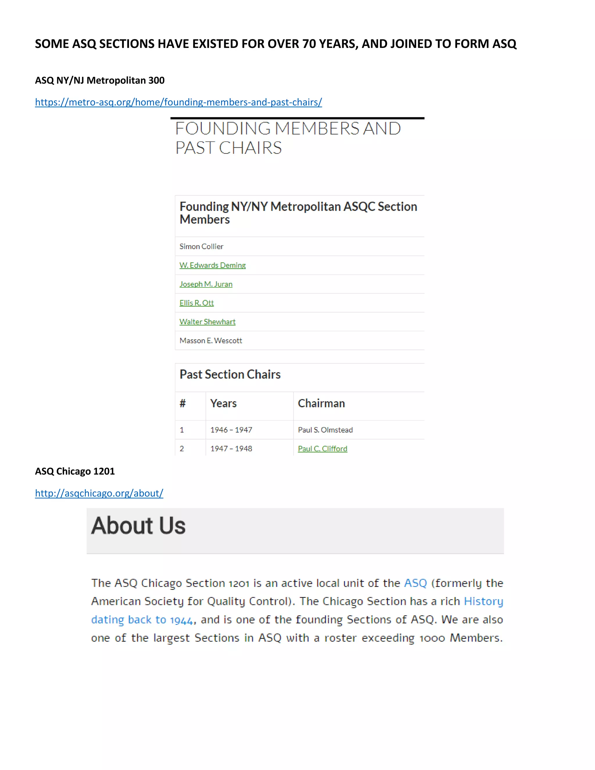 Examples of founding asq sections | PDF