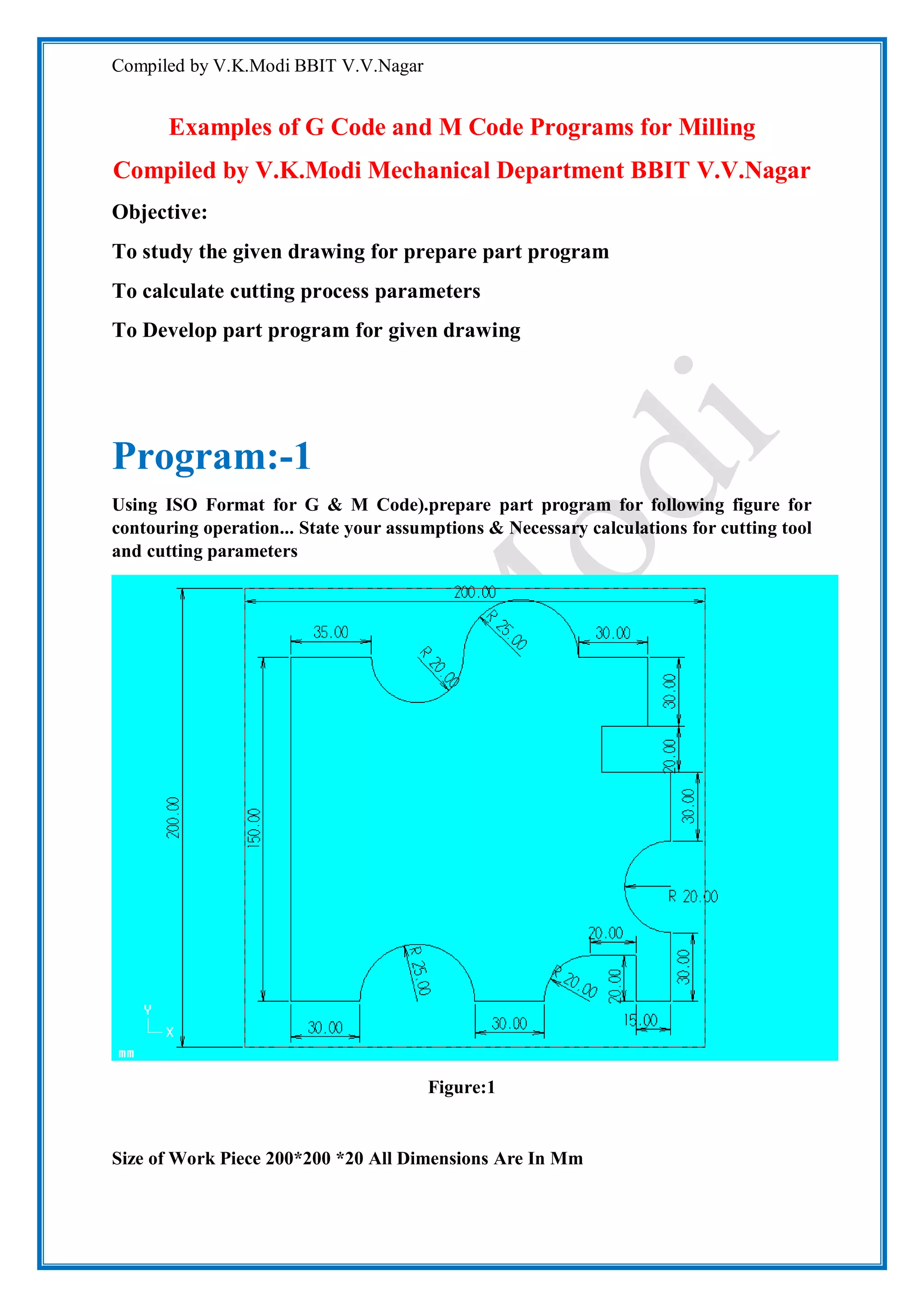 Examples of g code an d m code programs for milling | PDF