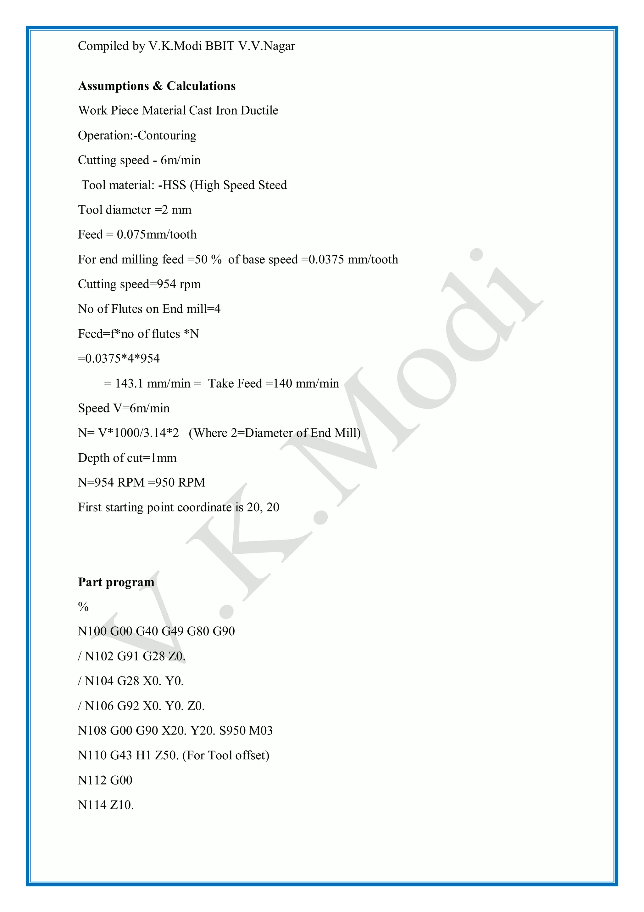 Examples of g code an d m code programs for milling | PDF