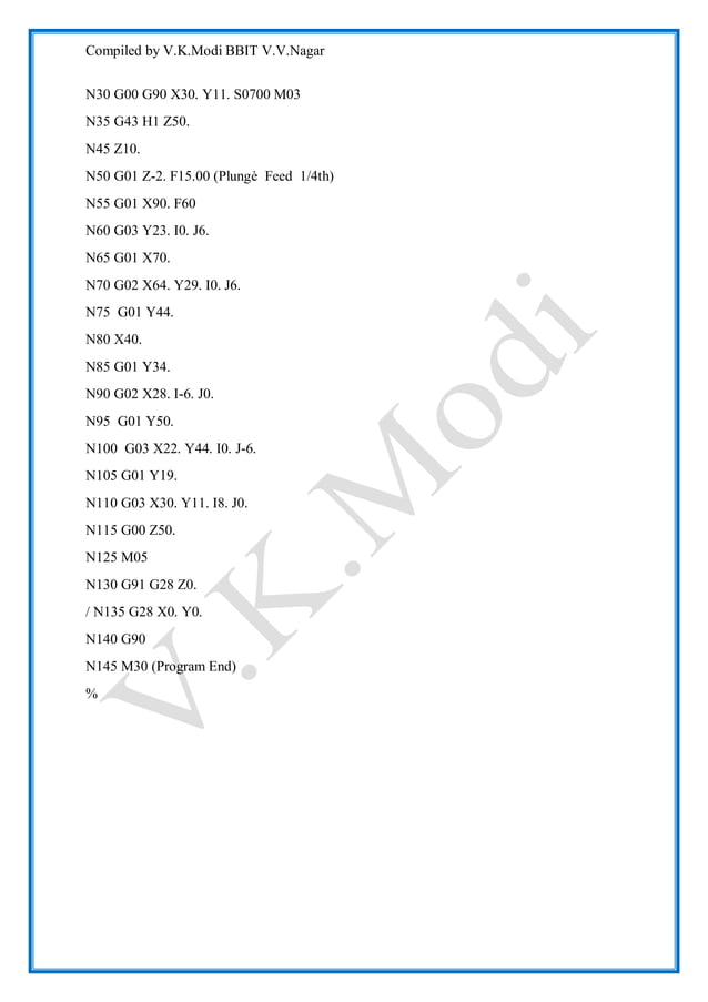 Examples of g code an d m code programs for milling | PDF | Business ...