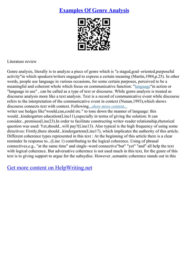 Examples Of Genre Analysis | PDF
