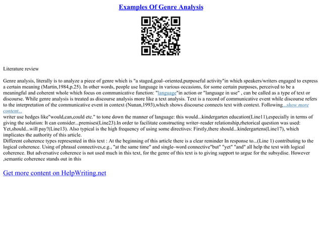 Examples Of Genre Analysis | PPT