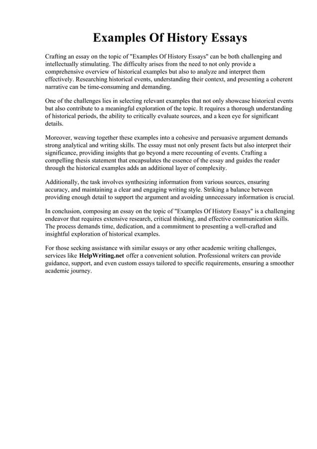 Examples Of History Essays | PDF