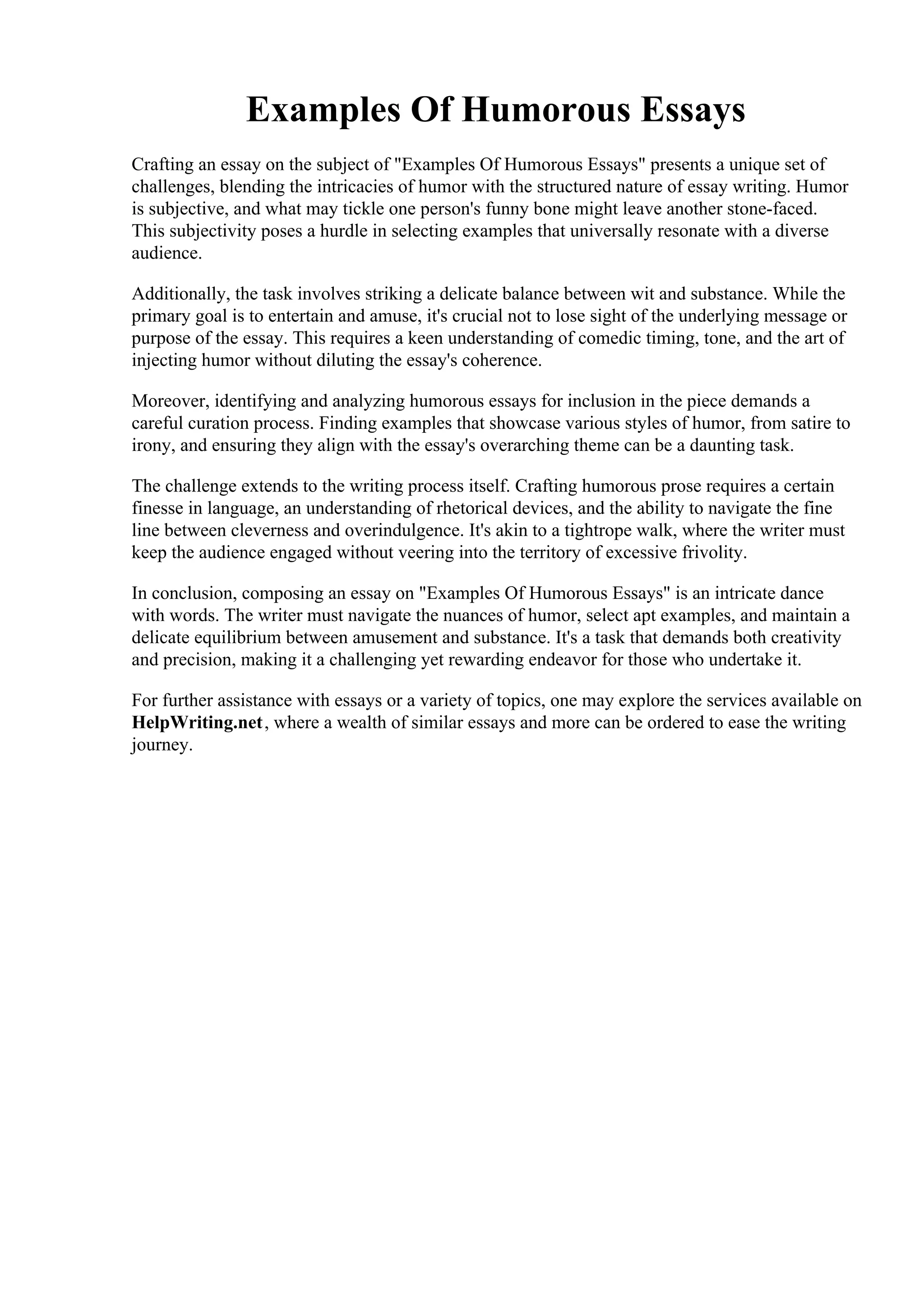 Examples Of Humorous Essays.pdf