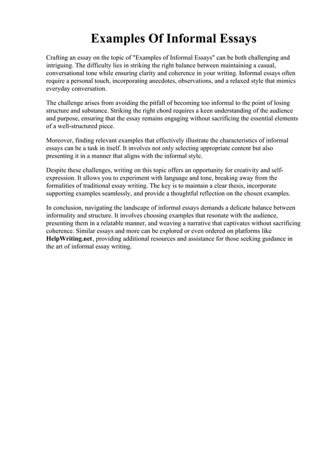 Examples Of Informal Essays | PDF