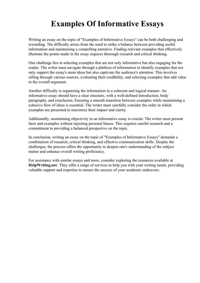 Examples Of Informative Essays.pdf | Educational Assessment | Education