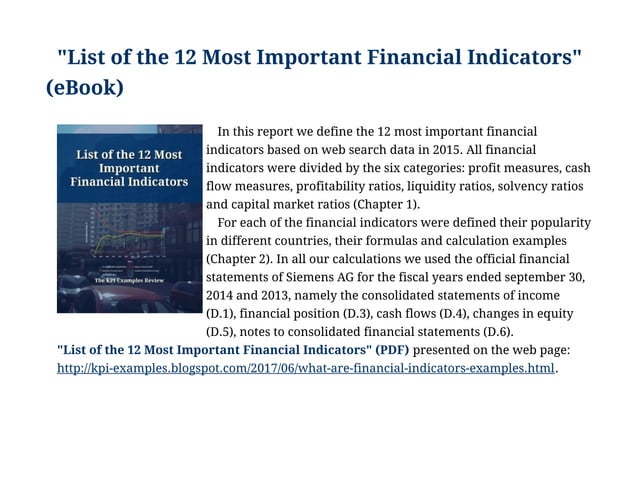 Examples of Key Financial Indicators: What are Financial Indicators ...