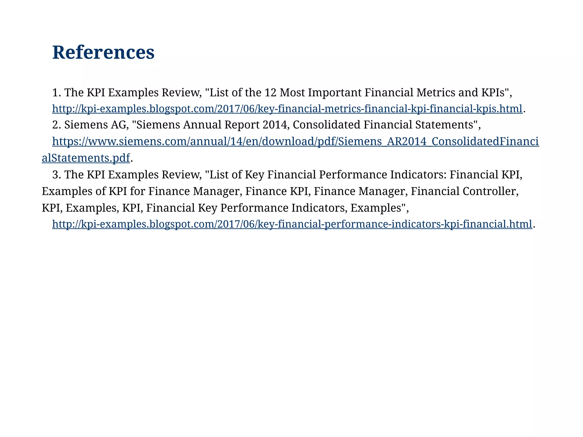 Examples of Key Financial Performance Indicators: Financial KPI ...